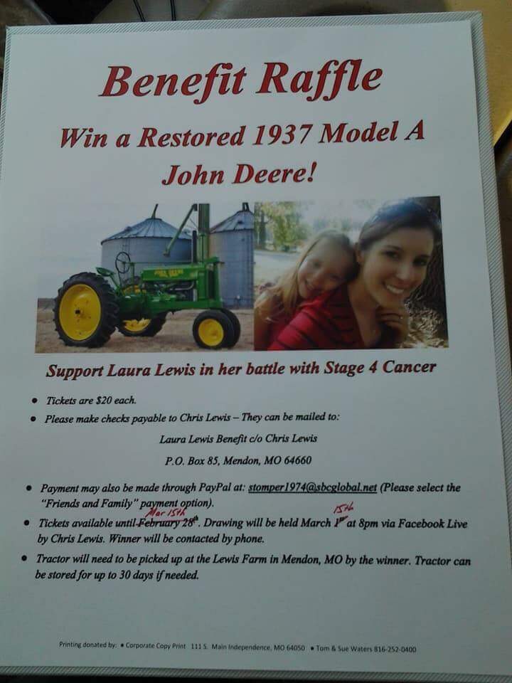Restored 1937 John Deere A Benefit Raffle for 34 Year Old Missouri ...